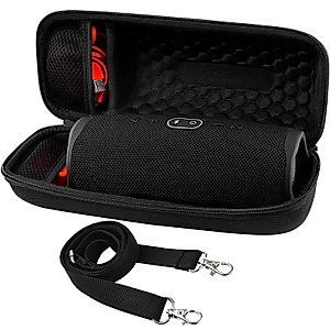 COMECASE Hard Travel Case for JBL Charge 4/ Charge 5 Waterproof Bluetooth Speaker. Carrying Storage Bag Fits Charger and USB Cable (Case Only) - Black