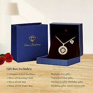 Peeshow Compass Initial Necklaces for Women Gifts for Wife Her Valentines Gifts for Girlfriend Mom on Birthday Anniversary Mothers Day Christmas-M