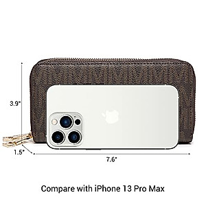 MARCO M KELLY Original Double Zipper Wristlet Wallet for Women - Small PU Leather handbag-Multi Pockets Clutch Purse (CF)