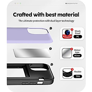 GOOSPERY for iPhone 12/12 Pro (2020) 6.1-Inch Card Holder Wallet Case, Protective Dual Layer Bumper Phone Back Cover with Hidden Mirror - Purple