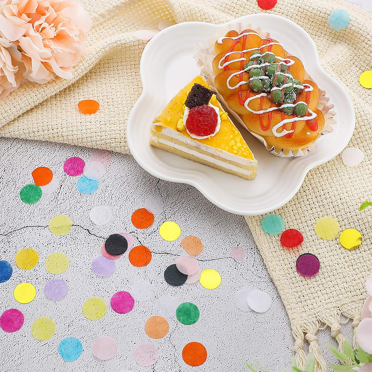 20000 Pieces Paper Confetti Dots Colorful Round Tissue Confetti for Wedding Birthday Party Decoration, 3.5 oz (Bright Color)