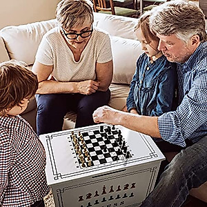 Wooden Toy Box and Storage Chest with Chess and Safety Hinge for Kids and Babies – Girls and Boys - White