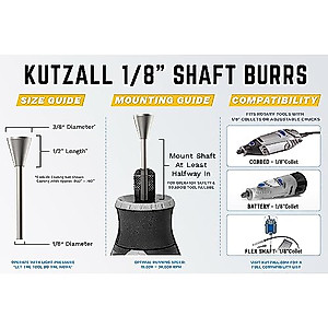Kutzall Extreme Sphere Rotary Burr, 1⁄8" Shaft, Very Coarse - Woodworking Attachment for Dremel, Foredom, DeWalt, Milwaukee Tools. Abrasive Tungsten Carbide, 3⁄8" (9.5mm) Head Diameter, SX-38-EC
