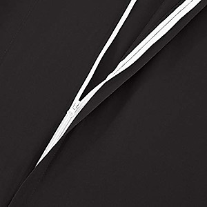 Amazon Basics Lightweight Microfiber 3-Piece Duvet Cover Set with Zipper Closure, Full/Queen, Black, Solid