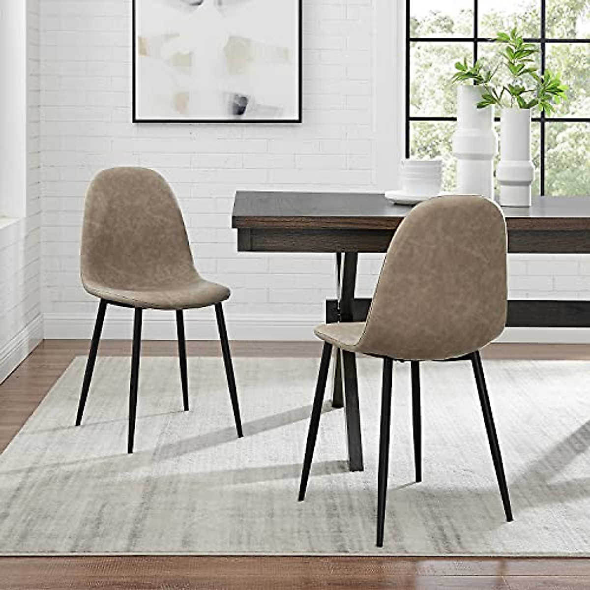Crosley Furniture CF501619-BR Weston Dining Chair (Set of 2), Distressed Brown/Matte Black