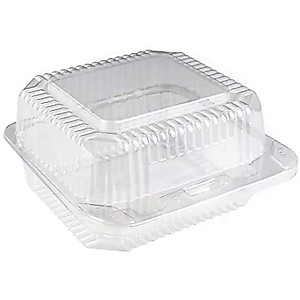 disposable sandwich containers Square plastic Clamshell food containers for Salad Pasta cookies Great for loaf cake Slice Container Clear Hinged Lid plastic takeout tray (Pack of 50)