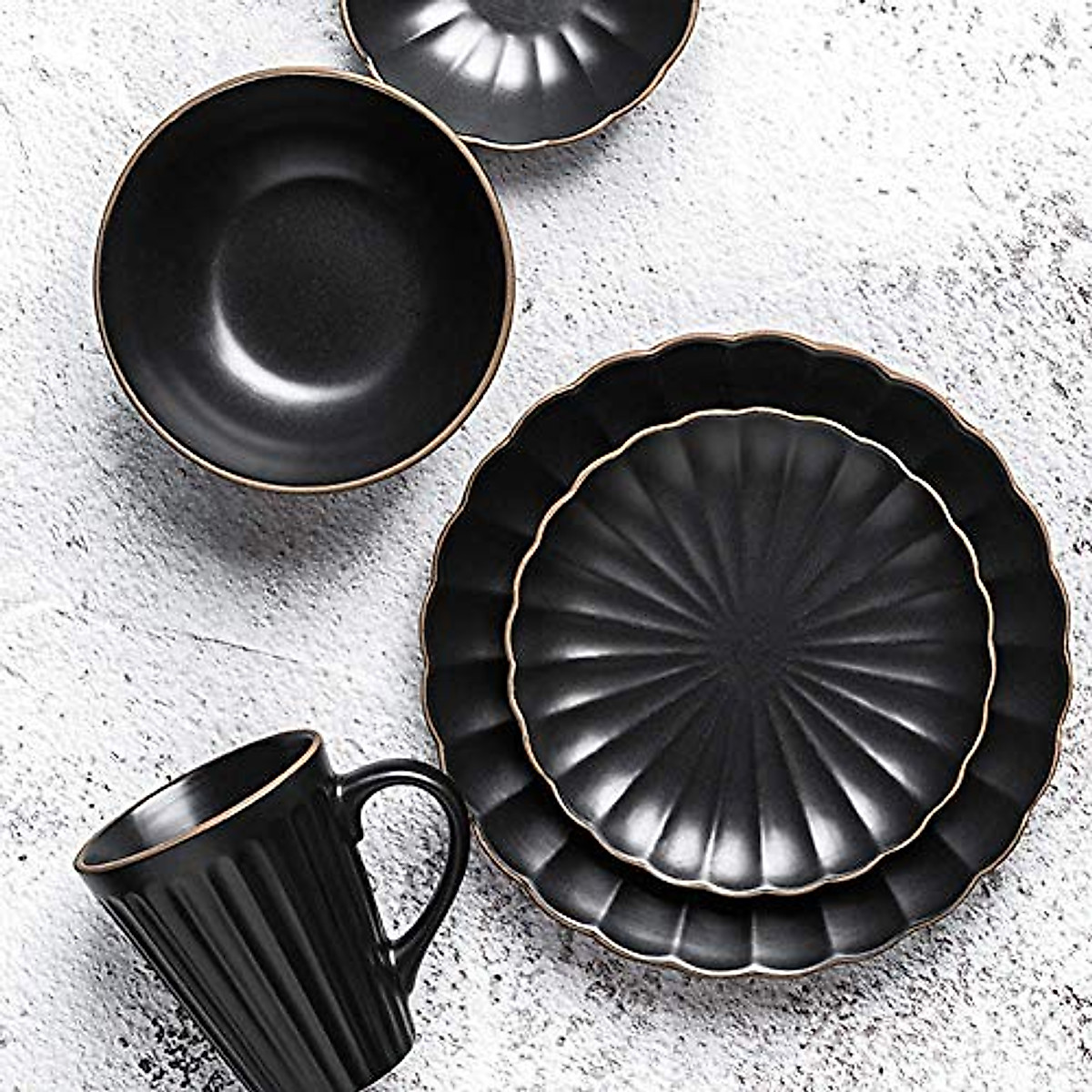 GagalU Party Tableware Set,Fine Dinnerware Set,White Porcelain Dinnerware Set, Petal Shape Ceramic Plates and Bowls Sets, Modern Creativity Vintage Round Dishes Set, Service for 10 Microwave, Oven