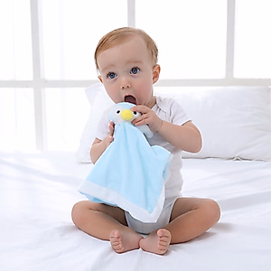 Apricot Lamb Luxury Snuggle Plush Cute Penguin Infant Stuffed Animals Security Blanket Nursery Character Blanket (Blue Penguin, 14 Inches)