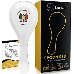 LUCACH - Birthday Gifts For Mom | Unique Gifts For Mom From Daughter & Son | Stoneware Spoon Rest Cute 10.5" x 4.25" For Kitchen