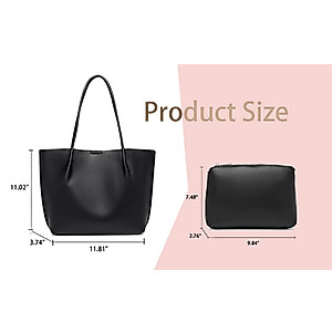 hepcelt Hobo Bags Leather Totes for Women Ladies Purses and Handbags Dupes for Women Handbags Purse and Wallet Set Shopper Purse Satchel Handbag with Top Handles, Black