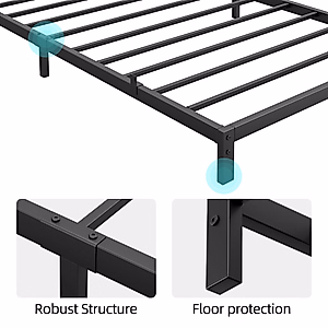 coucheta Twin Size Bed Frame, 6-inch Metal Low Platform Bed Frame, Twin Size Bed Frame with Metal Slat Support, Mattress Foundation, No Box Spring Needed, Noiseless Design