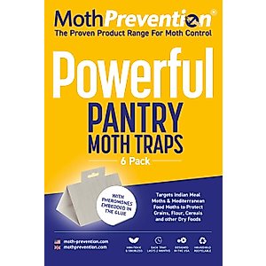 MothPrevention Powerful Pantry Moth Traps Pack of 6 | Moth Killer with Pheromones | Kitchen Moth Trap for Your Home | Maximum Pheromone Dispersal | No Odor