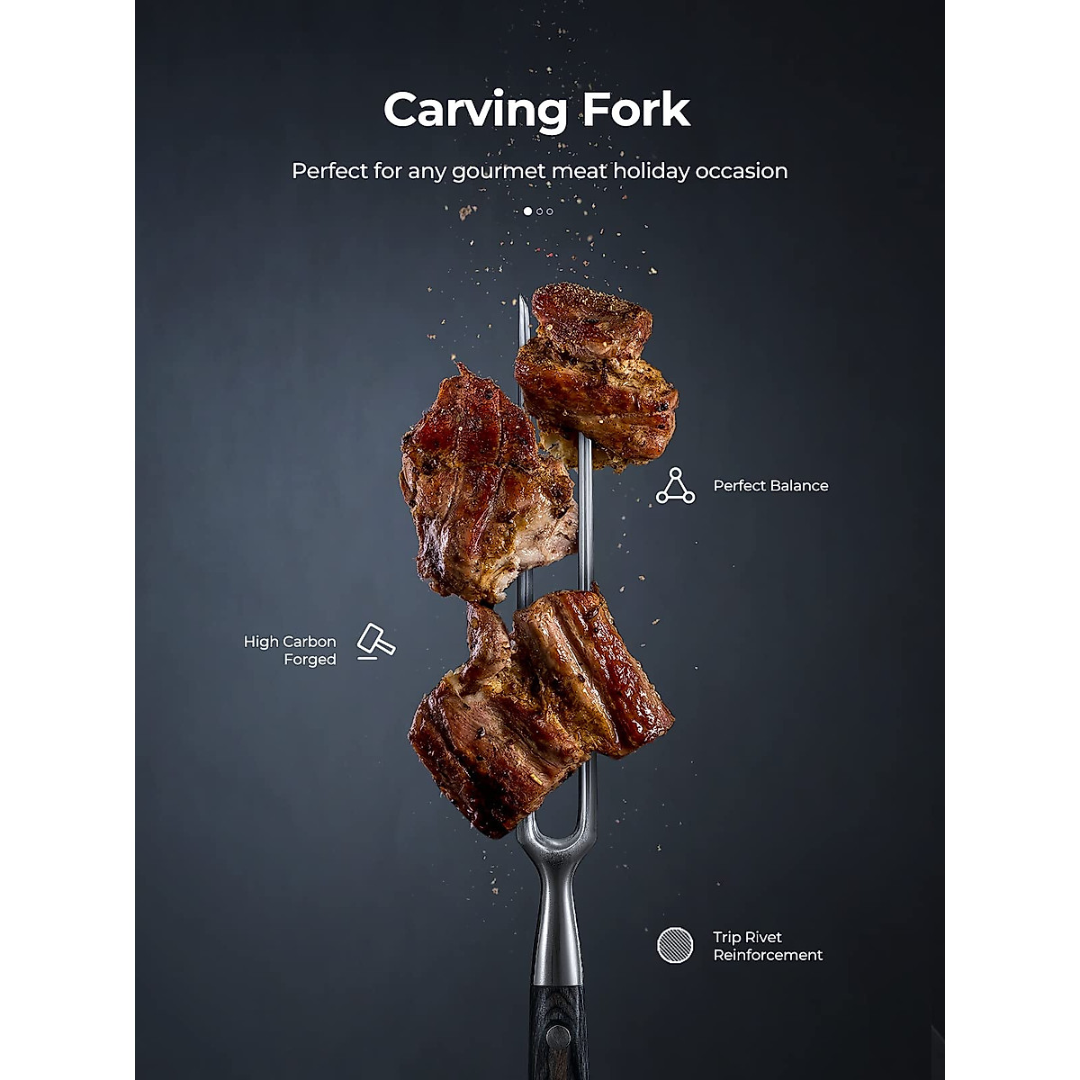 AMEGAT 15-Piece Knife Set with Built-in Sharpener and Carving Fork, Ultra Sharp Knife Block Set with Full Tang Design & Wooden Handle, High Carbon Stainless Steel Knife Sets for Kitchen with Block