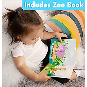 PIDOKO KIDS Wooden Baby Walker - 1 Year Old Boy Girl Gifts - Includes Stacking Sorting Cups, Zoo Themed Blocks and Book - Developmental Montessori Learning Toys for Babies 12 Months +