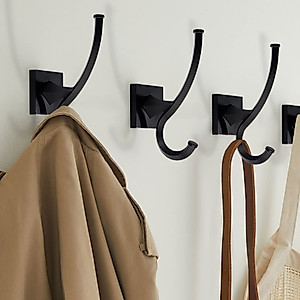 TUNNY 2 Pack Vintage Coat Hooks-Matte Black Wall Hooks Towel Hooks Towel Robe Hooks,for Entry Shoe Cabinet, Wardrobe Bathroom Bedroom Furniture Hardware