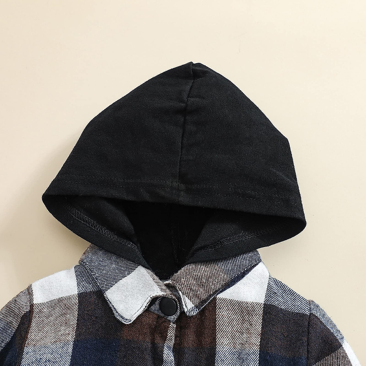 Kids Little Boys Girls Baby Long Sleeve Button Down Hooded Plaid Shirt Red Plaid Flannel Outfits (Coffee, Tag 80, US 6-12 Months)