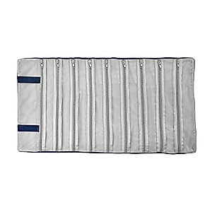 UnionPlus Velvet Travel Jewelry Case Roll Bag Organizer for Necklace, 9 Zipped Grids, Black + Grey