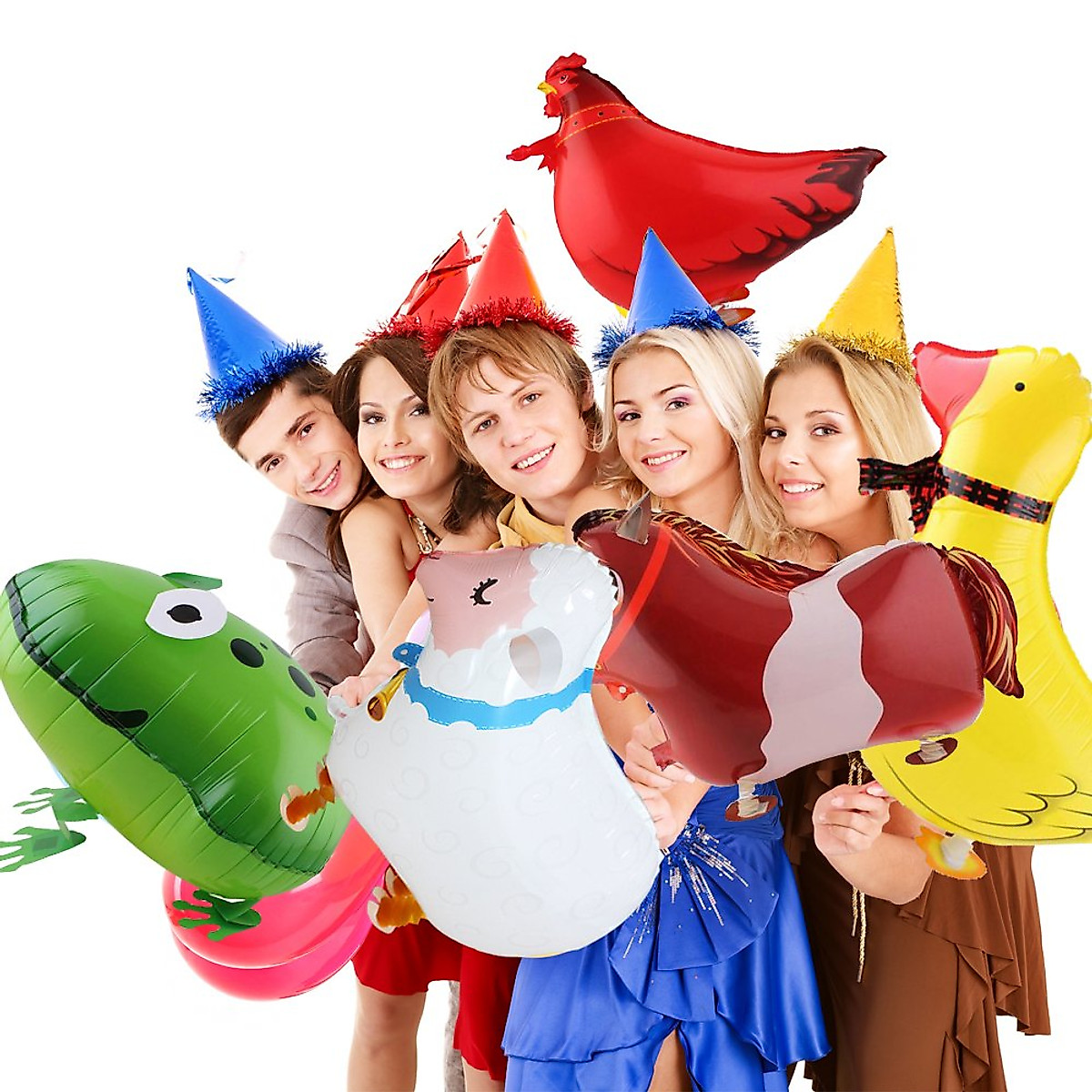 SOTOGO 10 Pieces Walking Animal Balloons Pet Balloons Farm Animal Balloon Toys Air Walkers for Kids Gift Birthday Party Decor