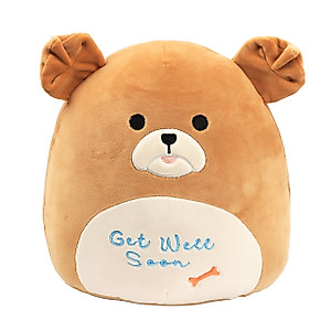 Easfan 13'' Get Well Soon Puppy Plush Pillow Soft Cute Shar Pei Dog Plush Get Well Soon Gifts for Kids Patient Feel Better for Women Men, Brown