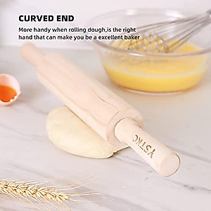 YSTKC 15.7 inch Classic Rubber Wood Rolling Pin, Non-Stick Rolling Pin, Dough Roller Wooden Handle, Pastry Roller, Baking Kitchen Supplies for Bread, Pizza Dough, Pie, Cookies, Fondant, Pasta, Chapat