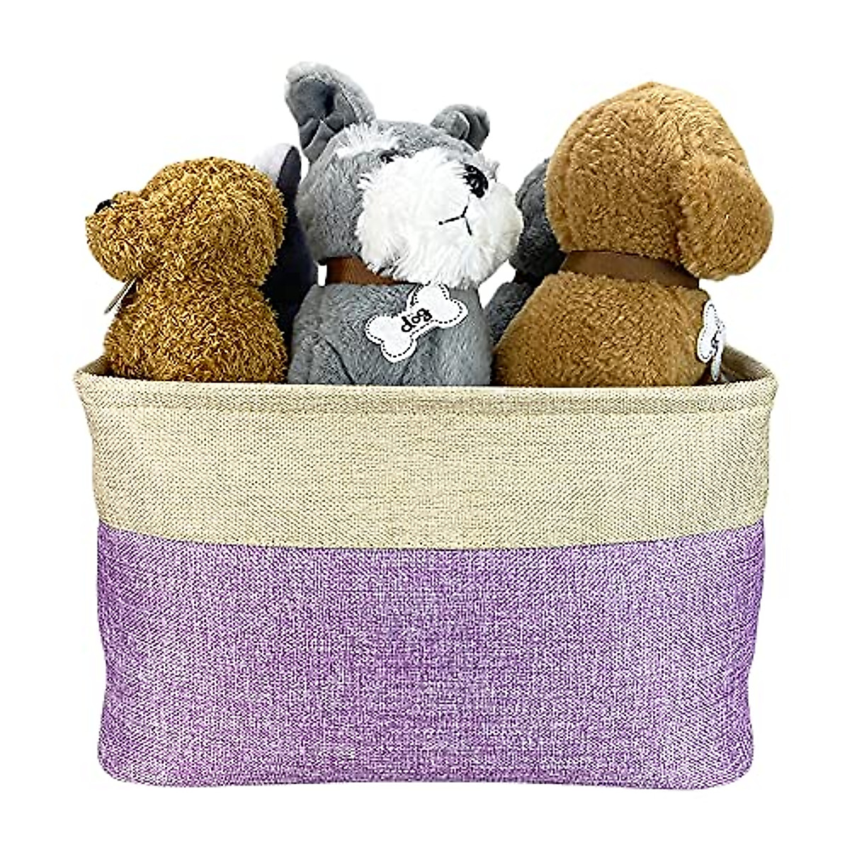 MALIHONG Personalized Foldable Storage Basket with Lovely Dog French Bulldog Collapsible Sturdy Fabric Pet Toys Storage Bin Cube with Handles for Organizing Shelf Home Closet, Purple and White