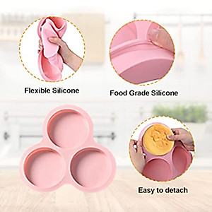 Forsaken Air Fryer Egg Mould Air Fryer Egg Pan 3 Cavity Silicone Poached Egg Moulds for Air Fryer Round Muffin Tray Muffin Moulds Air Fryer Muffin Pan Non Stick Easy to Clean Multifunctional