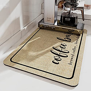 TCHDIO-Coffee Mat-Hide Stain Absorbent Rubber Backed Quick Drying Mat for Kitchen Counter-Coffee Bar Accessories Dish Drying Mat Fit Under Coffee Maker Coffee Machine Coffee Pot Espresso Machine