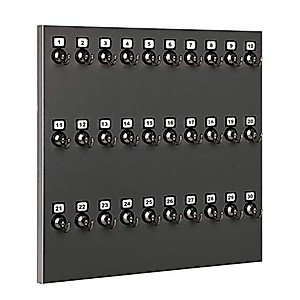Stand Company Key Rack, Key Holder #30MNS, 30 Bolted Metal Numbered Hook with Hidden Hangers (30 Sets of Tag & Ring Included) - Made in USA