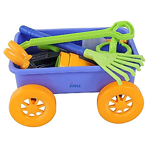 Dimple Garden Wagon & Tools Toy Set Premium 15 Pcs Kids Gardening Tools & Wagon Toy Set - Sturdy & Durable - Top Yd, Beach, Sand, Garden Toy - Great for Kids & Toddlers (Garden Toy Set) Green (Single)