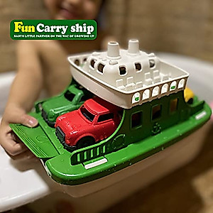 OKGIUGN Ferry Boat Toys Set with 4 Cars and 4 Wind Up Bath Swimming Toys, Kids Bath Toy Floating Vehicle Whales Submarines Swans Rockets, Bathtub Bathroom Pool Beach Toys for Toddlers Boys Girls Kids