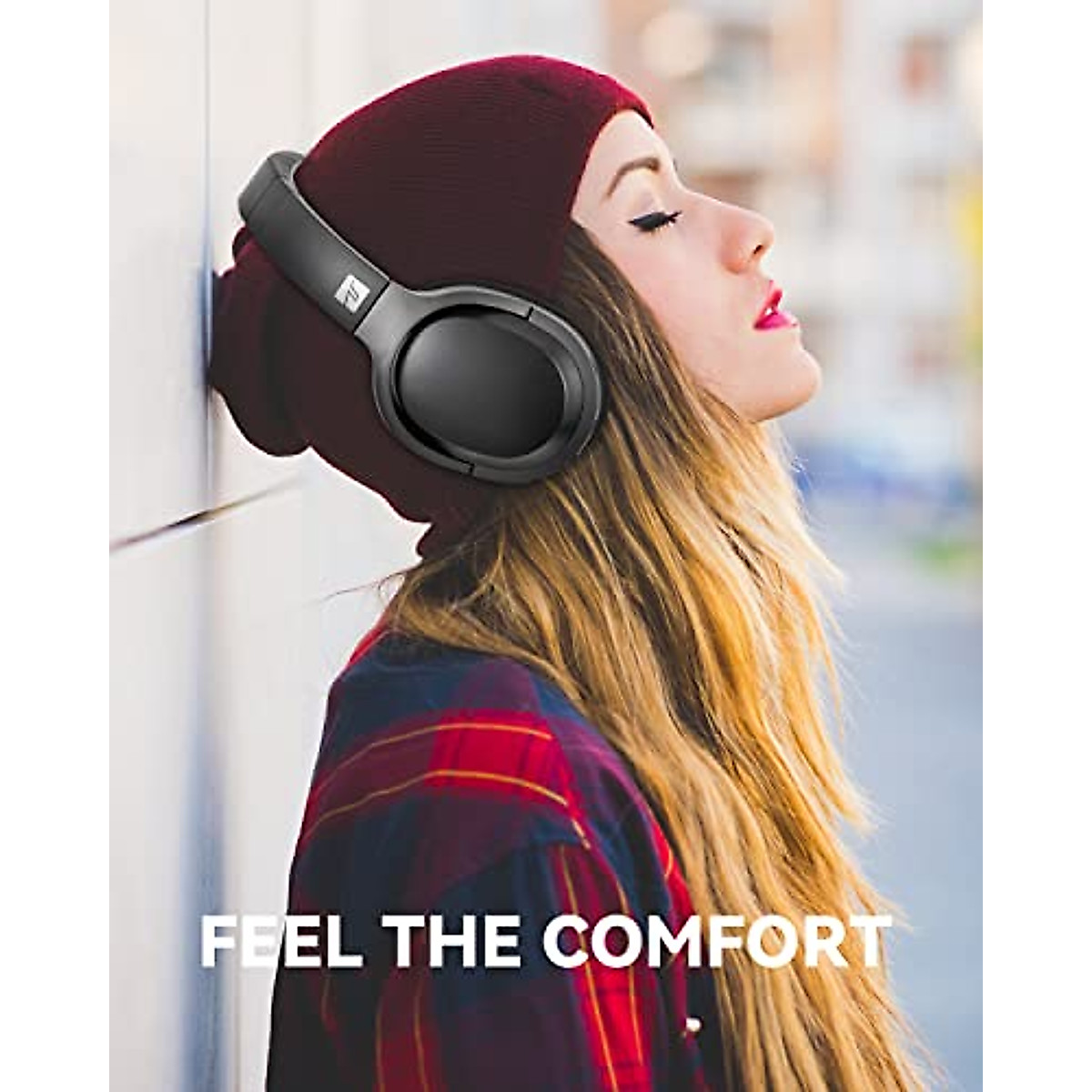 TZS Active Noise Cancelling Headphones, Wireless Over Ear Bluetooth Headphones - 50H Playtime Hi-Fi Stereo Dynamic Deep Bass, Soft Earmuffs Headset with HD Mic for Computer, Travel, Home, Office