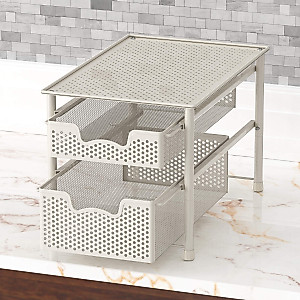 Simple Houseware Stackable 2 Tier Sliding Basket Organizer Drawer, White