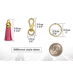 Tassels for Crafts, Anezus 100Pcs Keychain Tassel Set Including 50Pcs Tassels, 25Pcs Lobster Clasp Keychain and 25Pcs Keychain Rings Bulk for Acrylic Blank Keychains, Shrinky Film Artand Crafts (Gold)