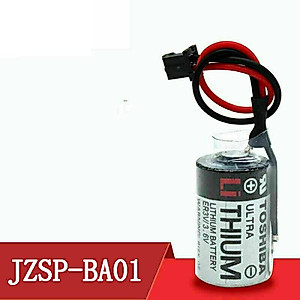 BAOBUTE 2PCS ER3V 3.6V 1000mAh PLC Lithium Battery Compatible for Toshiba JZSP-BA01 146705-1(with Black Connector), 14.5*25mm