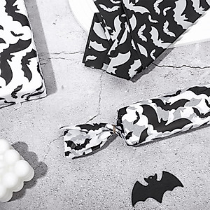 Whaline WH9796 Gift Wrap Tissue Halloween Bat Pattern 60 Sheets Black and White Tissue Paper for DIY Craft, Party Decorations Wrapping, 13.8 x 19.7 Inch