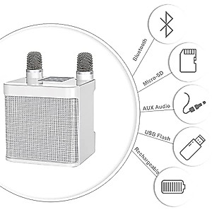 Karaoke Machine for Adults and Kids, Portable Bluetooth Karaoke Speaker for TV, with 2 Wireless Microphones PA Speaker System for Indoor Outdoor Party, Family Party Singing