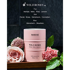 M&SENSE Wild Rose Natural Scented Candle, 70 Hours Long Lasting Soy Candles 11.3oz, Stress Relief Aromatherapy Candles for Women, Romantic Candle Gifts Valentines Day Gifts for Her