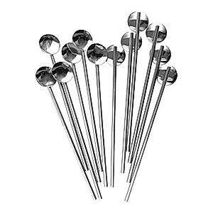 TOPTIE 12 PCS Spoon Straws Stirrer Stainless Steel Drinking Straws Reusable Cocktail Spoons Straws-Silver