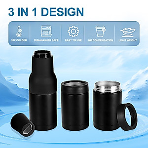 12Oz - Hgkeke Frosty Beer Holder Double Walled Stainless Steel Beer Bottle Insulator Holder Slim Can Cooler and Beer Bottle with Beer Opener Vacuum Insulated - Nice Gift for Men - Midnight Black