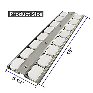 Plowo Grill Briquette Tray & Ceramic Briquettes Set for Viking Gas Grill Models, Stainless Steel Heat Plate, 18" x 5 1/2", Replaces Parts 032370-000