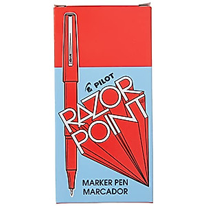 PILOT Razor Point Fine Line Marker Stick Pens, Ultra-Fine Point (0.3mm) Red Ink, 12 Units (11007)