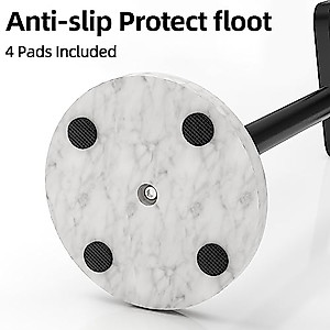 Marble Hand Towel Holder Stand with 2 Hanging Ring for Bathroom Kitchen Countertop, Stainless Steel Free-Standing Towel Rack with Marble Base, Matte Black