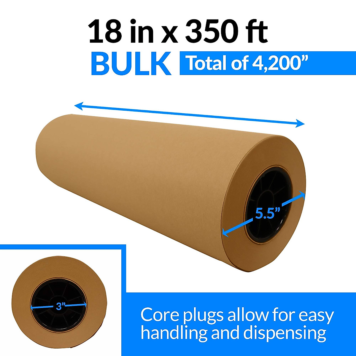 Made in USA | Bulk Value 18 in x 350 ft (4200 in) Reli. Brown Butcher Paper Roll | Food Grade Kraft Paper for BBQ | Butcher Paper for Smoking Meat | Unwaxed, Meat Wrapping, Meat Smoking (Brown)