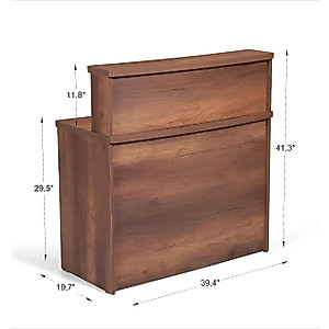 UGOS Mono Walnut Modern Reception Desk w/Transaction Counter | Laminate Desktop | Multifunctional Standing Front Desk for Home, Office, Salon, Spas, and Lobby (40 inch (100 cm))