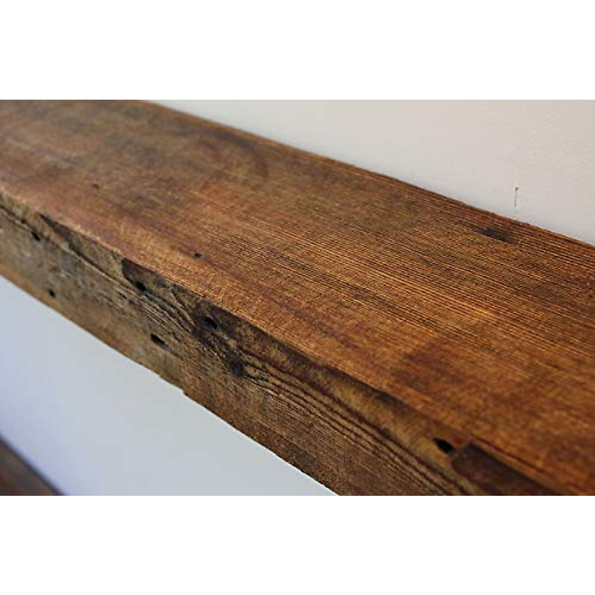 Parkco Rustic Fireplace Floating Mantel Shelf - Rustic Reclaimed Barn Wood Wall Decor. Mounting Hardware Included (66" W x 5" D x 2.75" H)