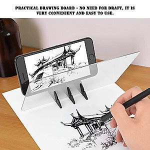 Drawing Projector, Drawing Board, IP65 Stencil Board Light Box Tracing Drawing Board Art Drawing Supplies Sketch Mirror Reflection Phone Dimming with 5 Brackets