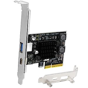 FebSmart 1X USB-A & 1X USB-C 10Gbps Ports PCIE USB 3.1 GEN2 Expansion Card for Windows 11, 10, 8.x, 7 (32/64bit), Windows Server, MAC OS and Linux PCs, Built in Self-Powered Technology (FS-AC-Pro)