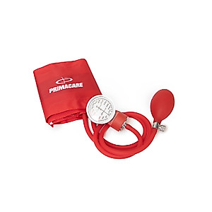 Primacare DS-9181-RD Professional Aneroid Sphygmomanometer and Sprague Rappaport Stethoscope, Manual Blood Pressure Kit with Cuff and Carrying Case, Red