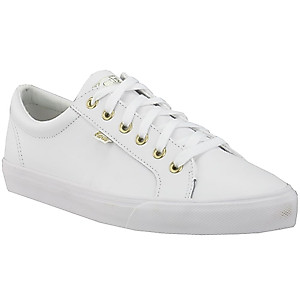 Keds womens Jump Kick Leather Sneaker, White/Gold, 9.5 US