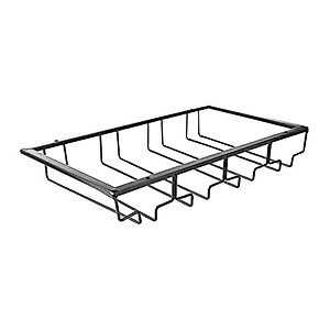 Eaarliyam Wine Glass Rack, Wine Glass Holder Under Cabinet Wine Glass Rack Hanging Glasses Shelf for Kitchen Bar Black